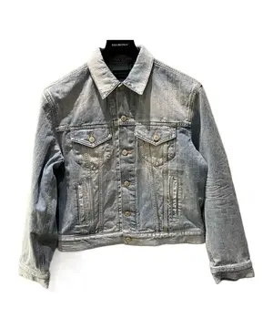Balenciaga Collared Button-up Denim Jacket - Gray