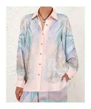 Zimmermann Illuminate Relaxed Shirt - Blue-agate
