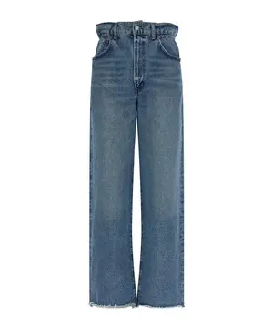AGOLDE Paperbag Wide-leg Jeans With Frayed Hems - Blue