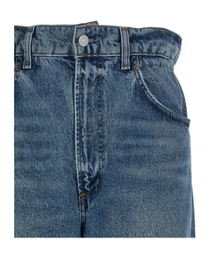 AGOLDE Paperbag Wide-leg Jeans With Frayed Hems - Blue