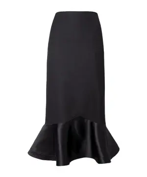 Fendi High Waist Peplum Hem Midi Skirt