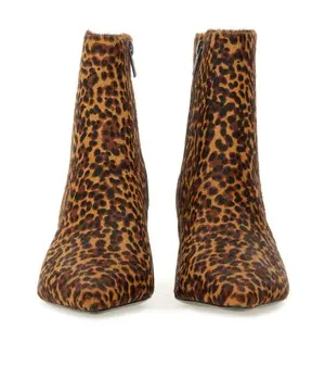 Ash Leopard Print Ankle Boots With Kitten Heel - Brown