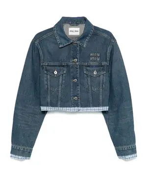 Miu Miu Layered Cropped Denim Jacket - Blue