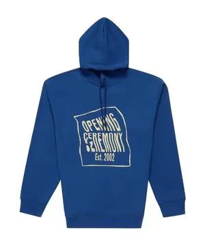 Opening Ceremony Warped Logo Printed Hoodie - Blue
