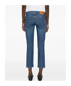 DONDUP Stretch Cotton Jeans With Frayed Hem - Blue