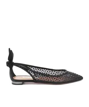 AQUAZZURA Embellished Bow Detail Tulle Flats