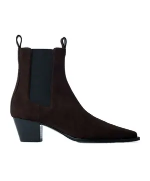 TOTEME Square Toe Pull-on Ankle Boots With Block Heel - Dark Brown