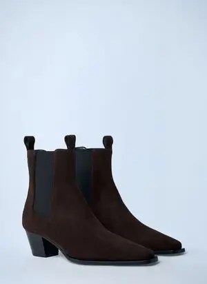 TOTEME Square Toe Pull-on Ankle Boots With Block Heel - Dark Brown