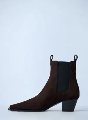 TOTEME Square Toe Pull-on Ankle Boots With Block Heel - Dark Brown