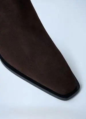 TOTEME Square Toe Pull-on Ankle Boots With Block Heel - Dark Brown