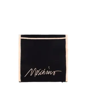 Moschino Embroidery Striped Scarf - Black