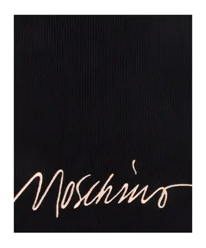 Moschino Embroidery Striped Scarf - Black