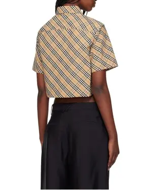 Burberry Checked Cropped Short Sleeve Shirt