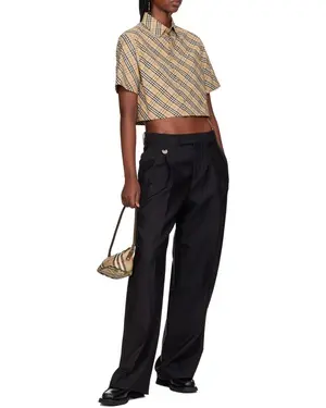 Burberry Checked Cropped Short Sleeve Shirt