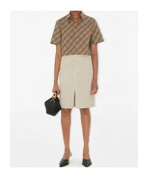Burberry Checked Cropped Short Sleeve Shirt
