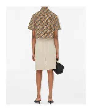 Burberry Checked Cropped Short Sleeve Shirt