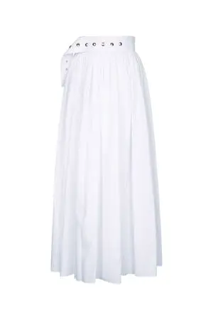 Celine Pleated Cotton Poplin Midi Skirt