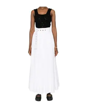 Celine Pleated Cotton Poplin Midi Skirt