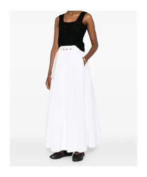 Celine Pleated Cotton Poplin Midi Skirt