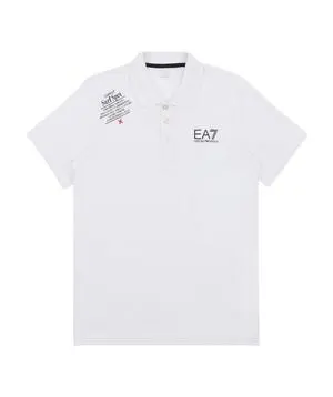 EA7 Logo Print Polo Shirt - White