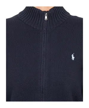 Polo Ralph Lauren Zip-up Cardigan With Ribbed Edges