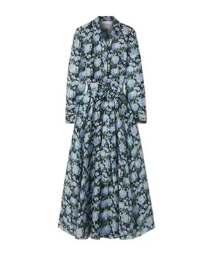 Carolina Herrera Belted Floral-print Silk-organza Midi Shirt Dress - No