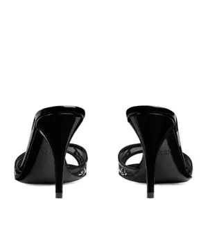 Gucci Crystal Embellished Mesh Slide Sandals - Black