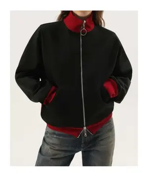 1989 STUDIO Ribbed Collar Zip-up Coat
