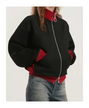 1989 STUDIO Ribbed Collar Zip-up Coat