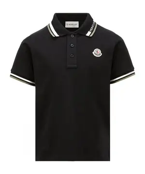 Moncler Tricolor-trimmed Cotton Piquet Polo Shirt - Black