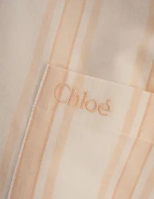 Chloé Long Sleeve Cropped Striped Shirt With Patch Pockets