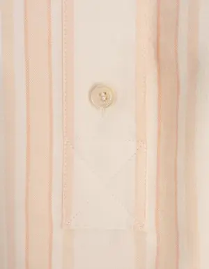 Chloé Long Sleeve Cropped Striped Shirt With Patch Pockets
