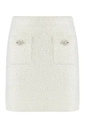 SELF-PORTRAIT Textured Knit Mini Skirt - Cream