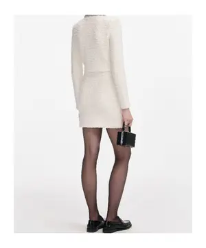 SELF-PORTRAIT Textured Knit Mini Skirt - Cream