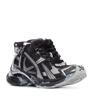 Balenciaga Mesh Panelled Lace-up Sneakers - Black