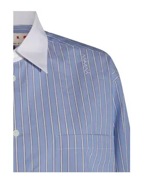 Marni Striped Shirt With Curved Hem And Button Cuffs