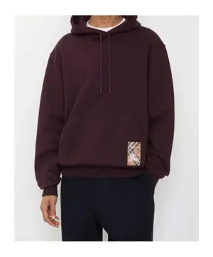 Burberry Checked Label Drawstring Hoodie