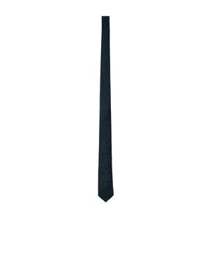 Saint Laurent Striped Silk Satin Tie - Black
