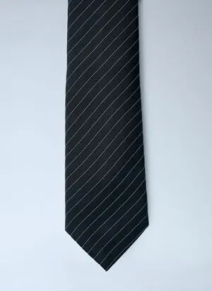 Saint Laurent Striped Silk Satin Tie