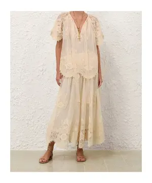 Zimmermann Luna Lace Maxi Skirt - Cream