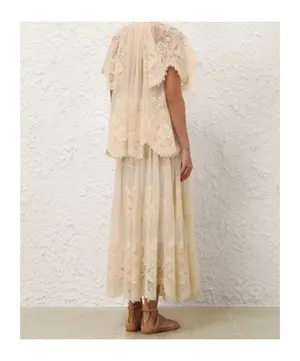 Zimmermann Luna Lace Maxi Skirt - Cream