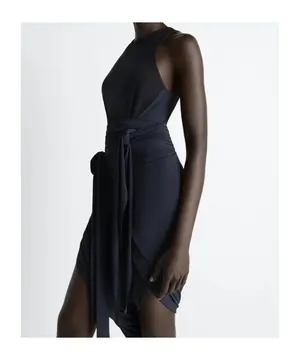 LEMAIRE Sleeveless Draped Wrap Top - Charcoal