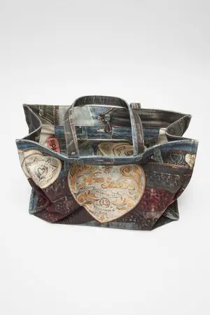 Acne Studios Denim-patch Heart Top Handle Bag