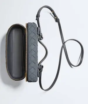 Bottega Veneta Intrecciato Suede Vanity Case - Gray