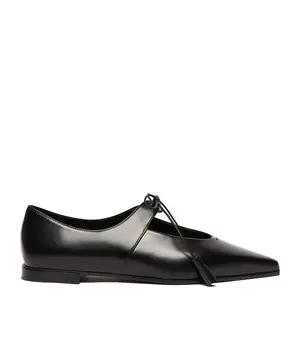Max Mara Smooth Leather Ballerina Flats With Tassel Detail