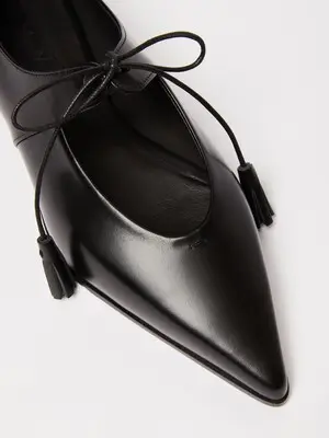 Max Mara Smooth Leather Ballerina Flats With Tassel Detail