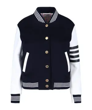 Thom Browne 4 Bar" Bomber Jacket - Navy Blue