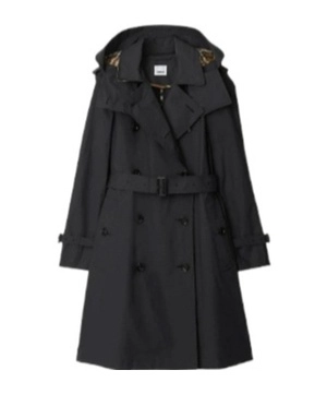 Burberry Long Sleeve Double Breasted Coat With Hood