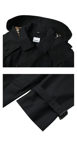 Burberry Long Sleeve Double Breasted Coat With Hood