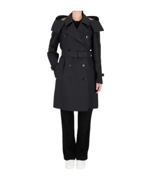 Burberry Long Sleeve Double Breasted Coat With Hood
